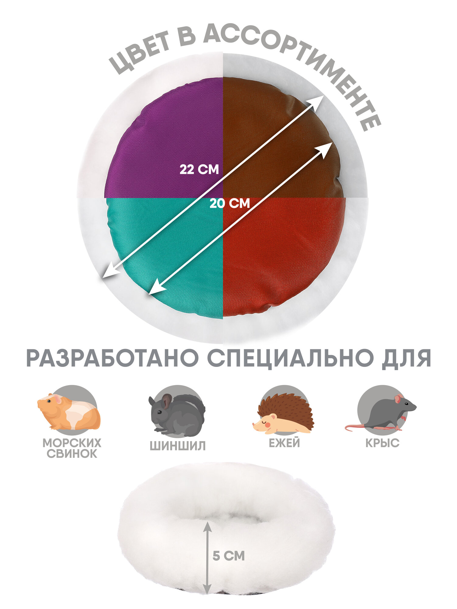 Лежак для грызунов Монморанси "Подстилка для морской свинки", цвет: белый, 21х20х5 см.