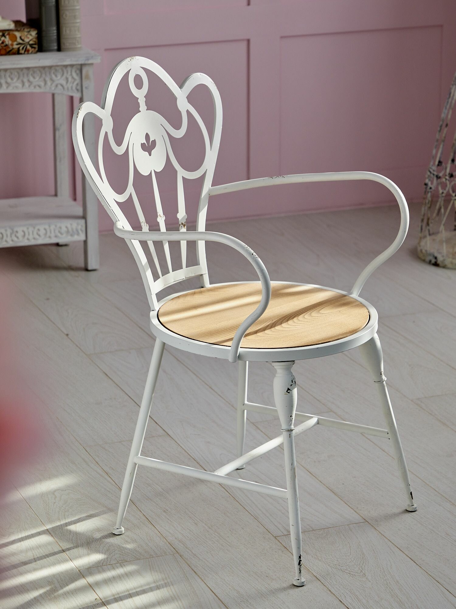 62-041 Кресло кованое Прованс 55х45х88см, Металл, дерево, Glasar