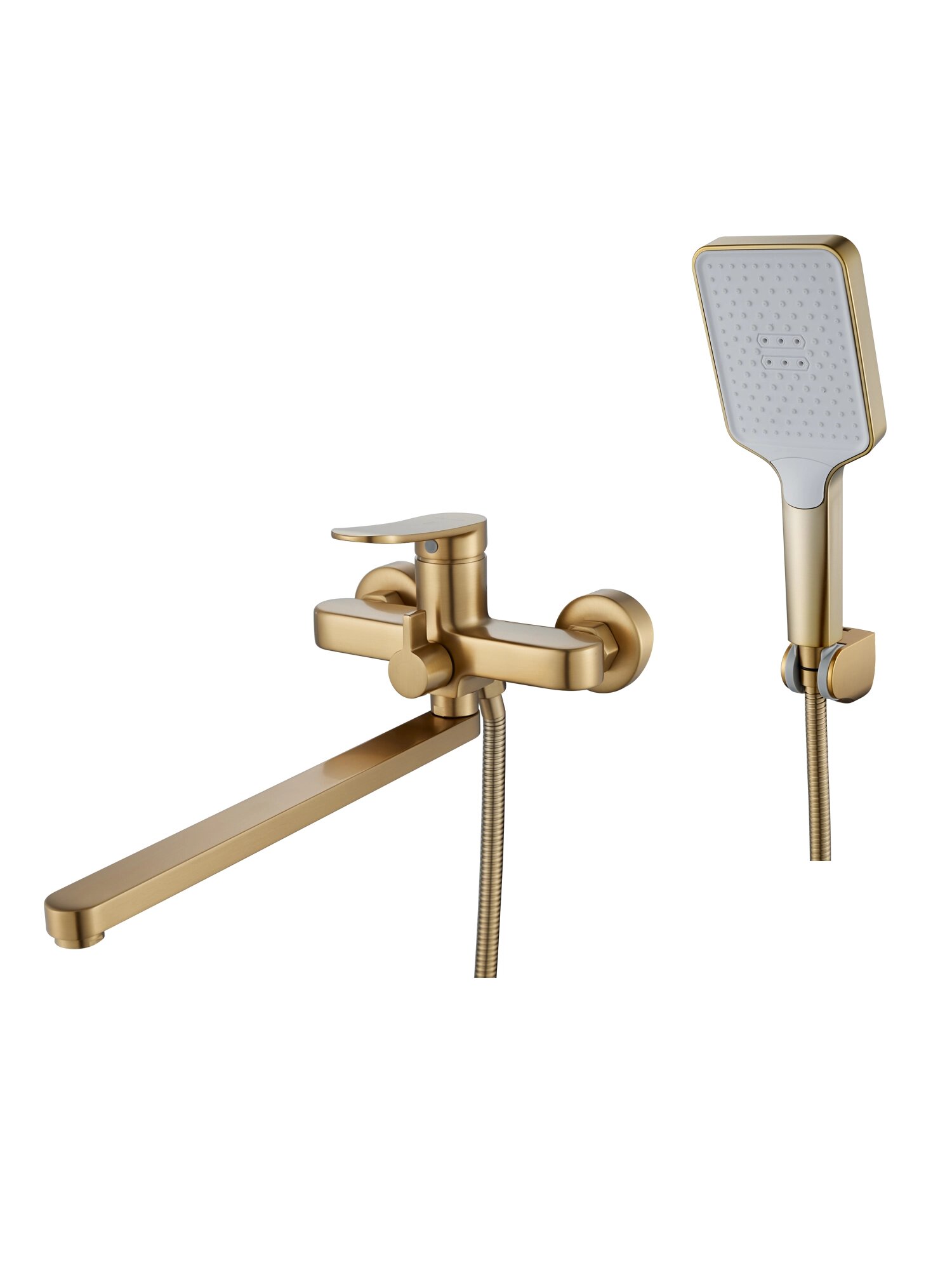 Смеситель для ванны с изливом 35 см Shevanik S4522G, Золотой сатин