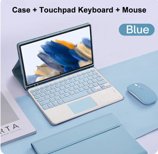 Чехол для Samsung Galaxy Tab S9 FE с Bluetooth-клавиатурой Spanish Keyboard, Blue 4