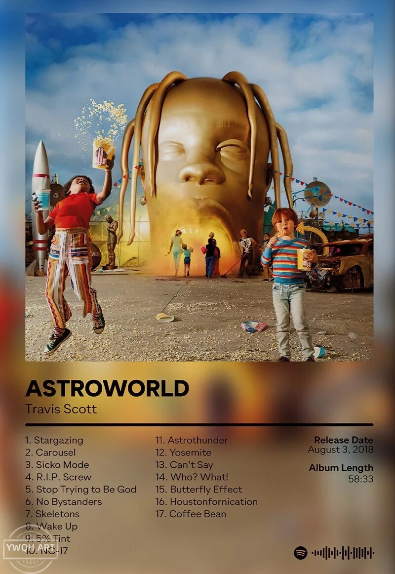 Печать на холсте Travis Scott Astroworld 30x42см