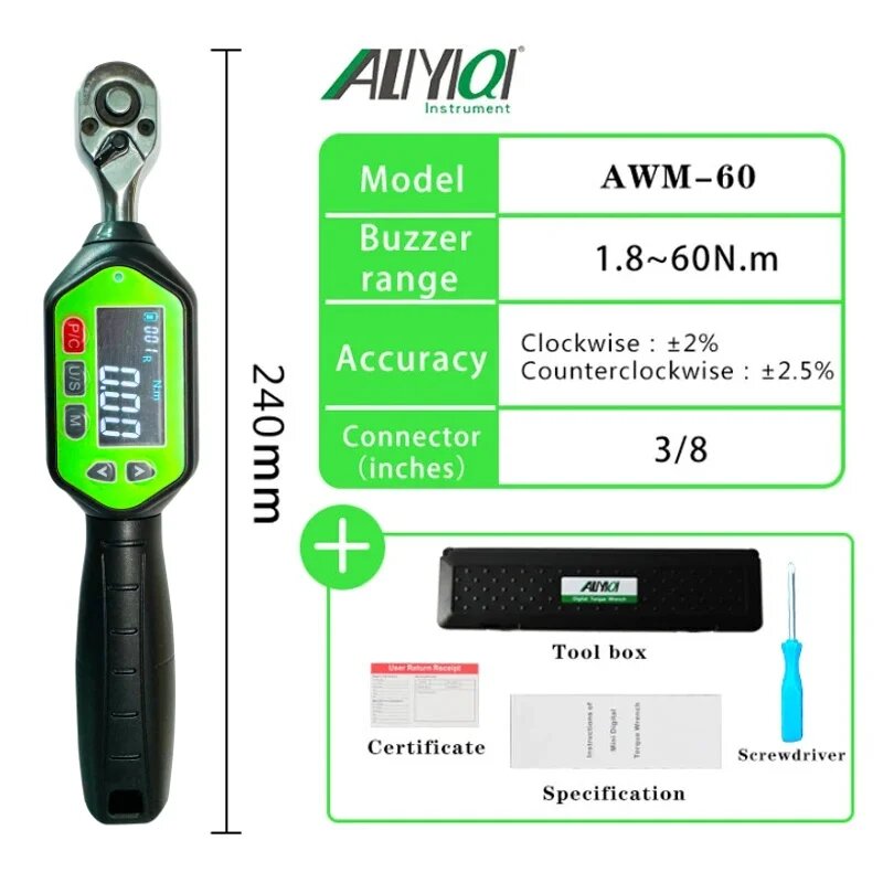 Профессиональный регулируемый мини-цифровой динамометрический ключ с предустановленной настройкой, инструмент для ремонта велосипеда и автомобиля, динамометрический ключ 1/4 дюйма, 3/8 дюйма, 1/2 дюйма