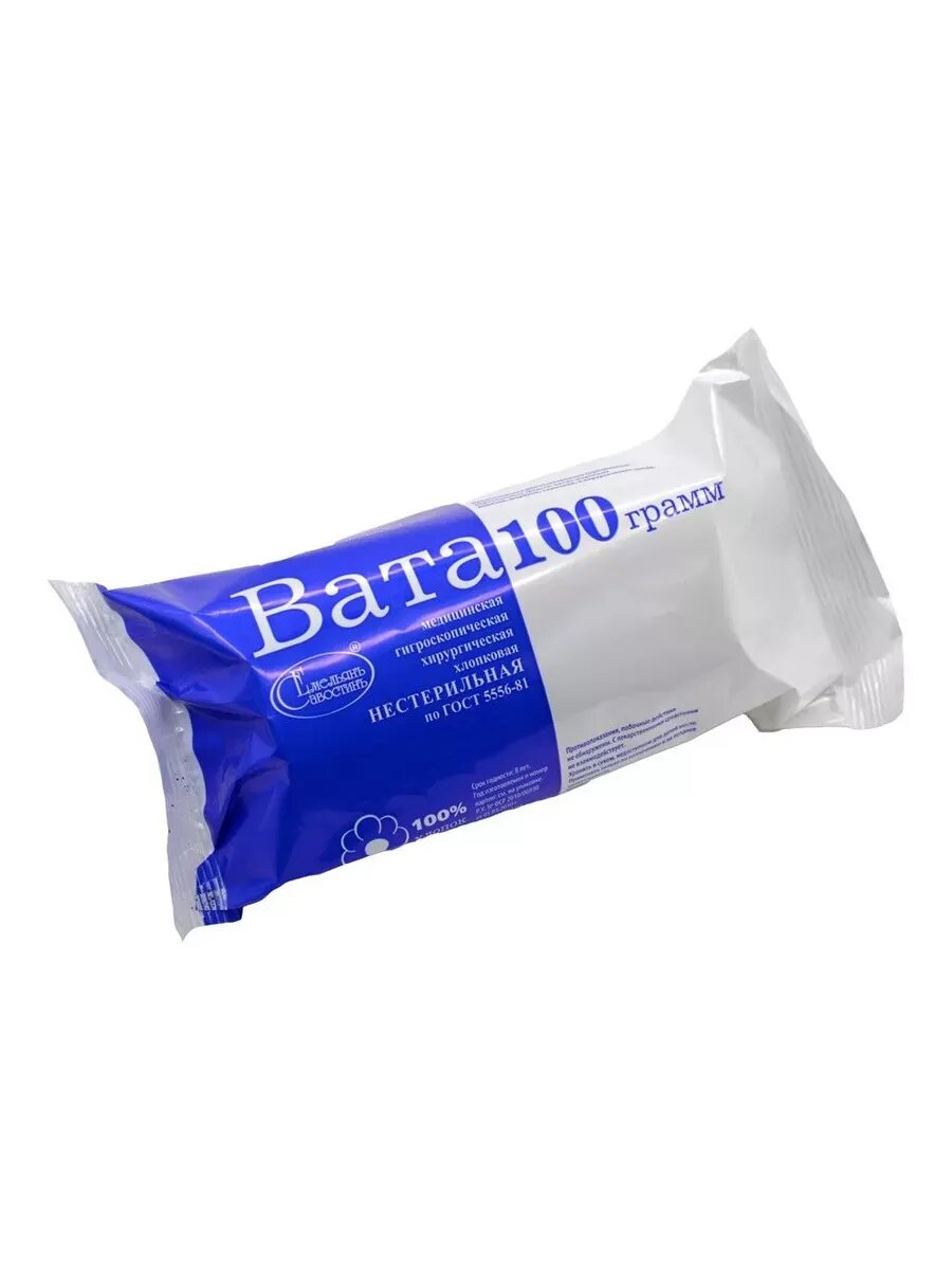 Вата Мед Хирург Хлопковая Нестерильная 100г - 6 шт.