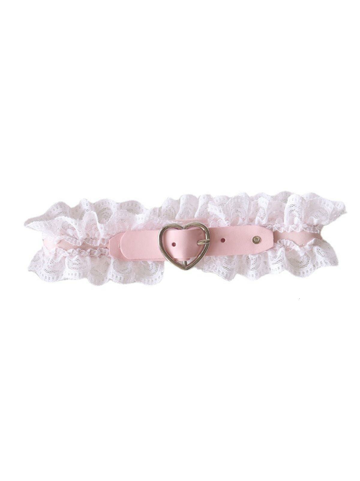 Розовый кружевной чокер с бантом, розовый ошейник