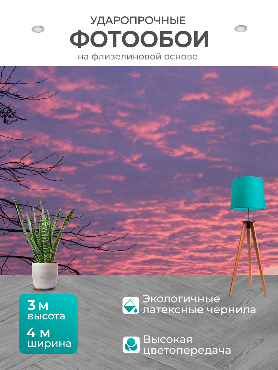 Фотообои моющиеся ударопрочные "Восход солнца, рассвет, утреннее небо" 400x300 см. флизелиновые на стену