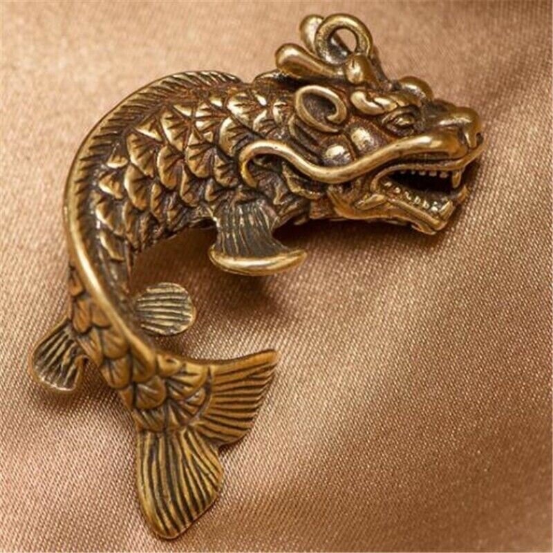 Миниатюрная статуэтка Дракон Рыба/подвеска Рыба-Дракон/фигурка Дракон Рыба 2х4.3х1.5 см, 20 г, латунь, талисман миллионеров