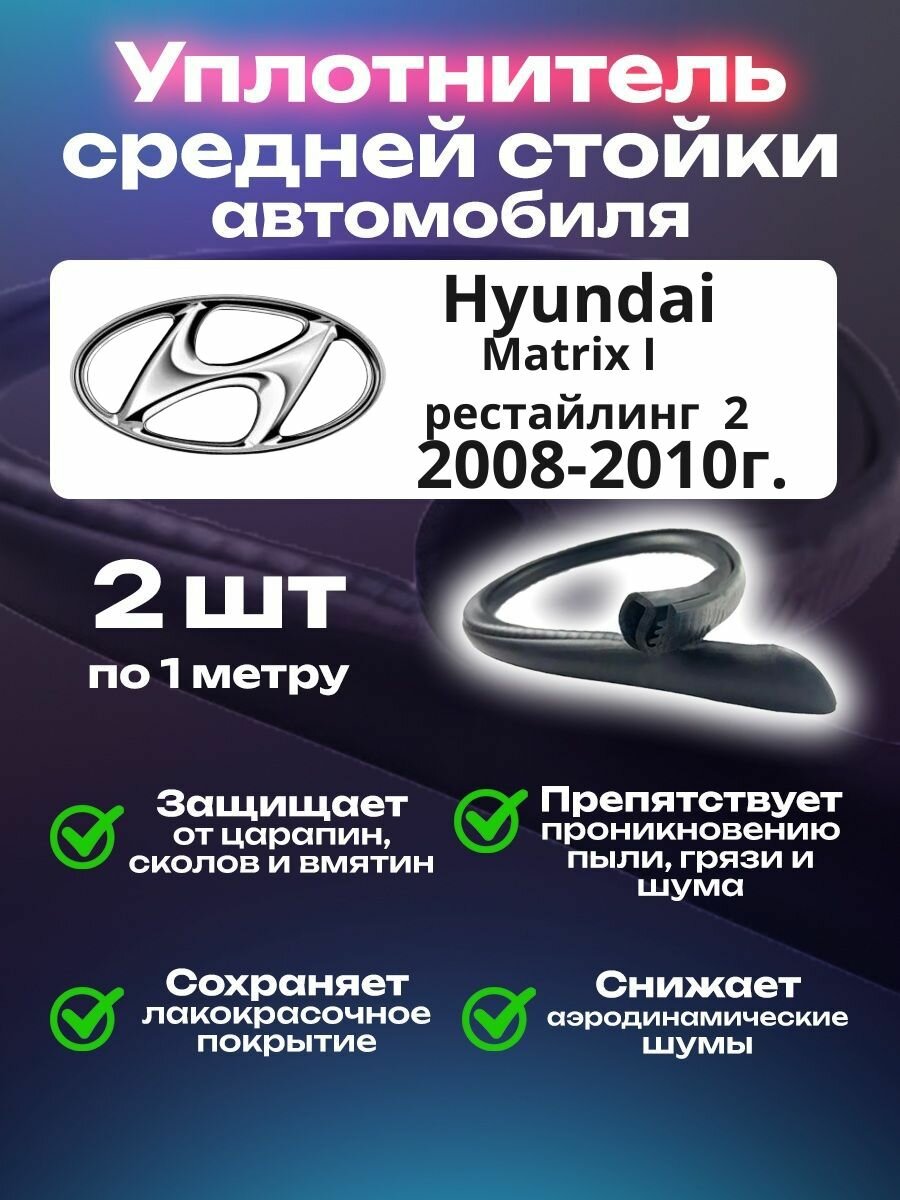 Уплотнитель средней стойки автомобиля Hyundai Matrix I рестайлинг 2 (2008-2010)/ Хундай Матрикс 1 поколение рестайлинг 2