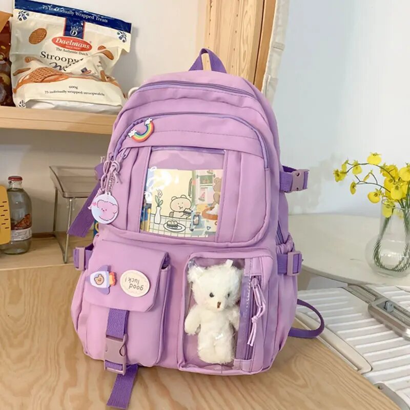 Модный рюкзак для девочек, новый большой вместительный женский рюкзак в Сиреневый, 187-Purple