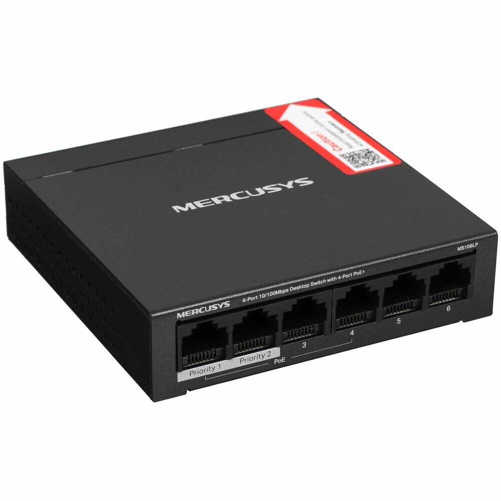 Коммутатор Mercusys MS106LP 6 ports 4 ports PoE+ 10/100Mbps неуправляемый