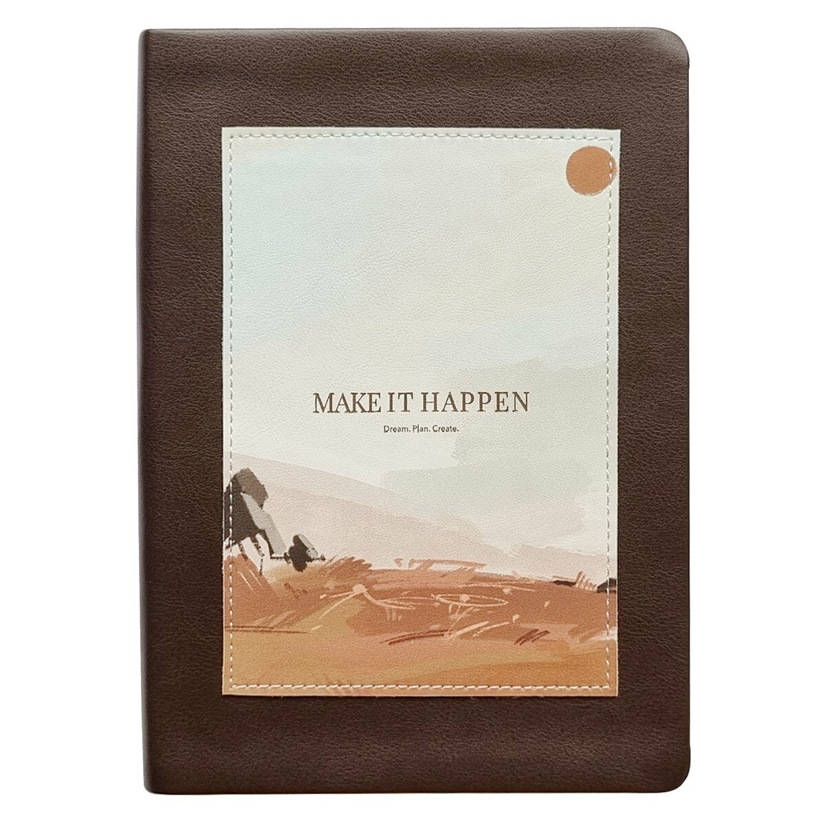 Ежедневник недат. А5 160л "View" темно-коричневый, иск. кожа, интегр. переплет, нашивка с тисн. фольгой, ляссе