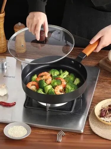 IKEA Сковорода, 26 см, с крышкой, со съемной ручкой, черная