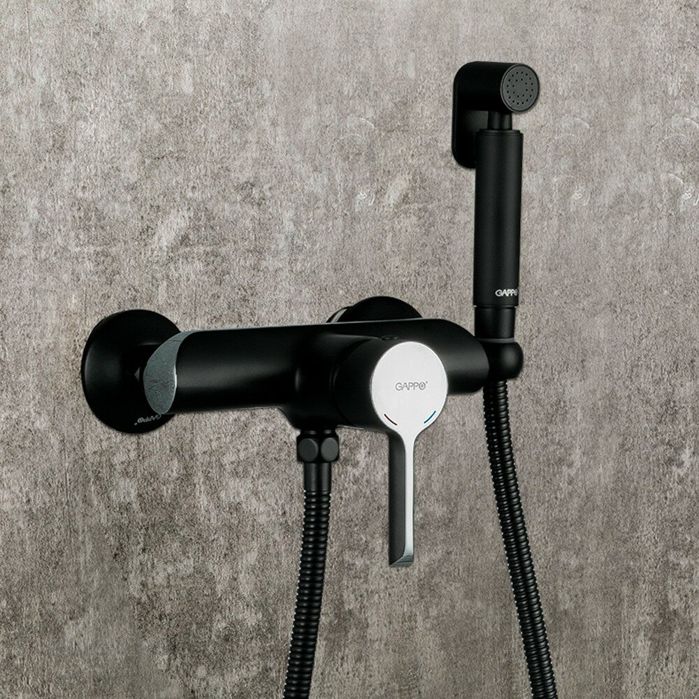 Гигиенический душ GAPPO G2003-6 черный, хром, латунь, управление рычажное