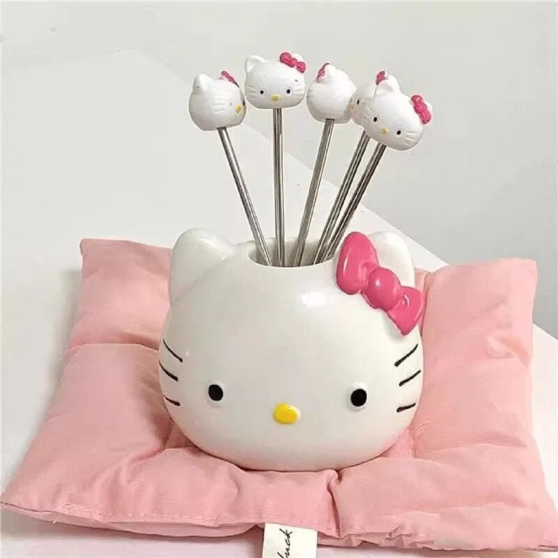 Шпажки для канапе Hello Kitty 5 штук Розовые из нержавеющей стали для канапе, закусок, десертов