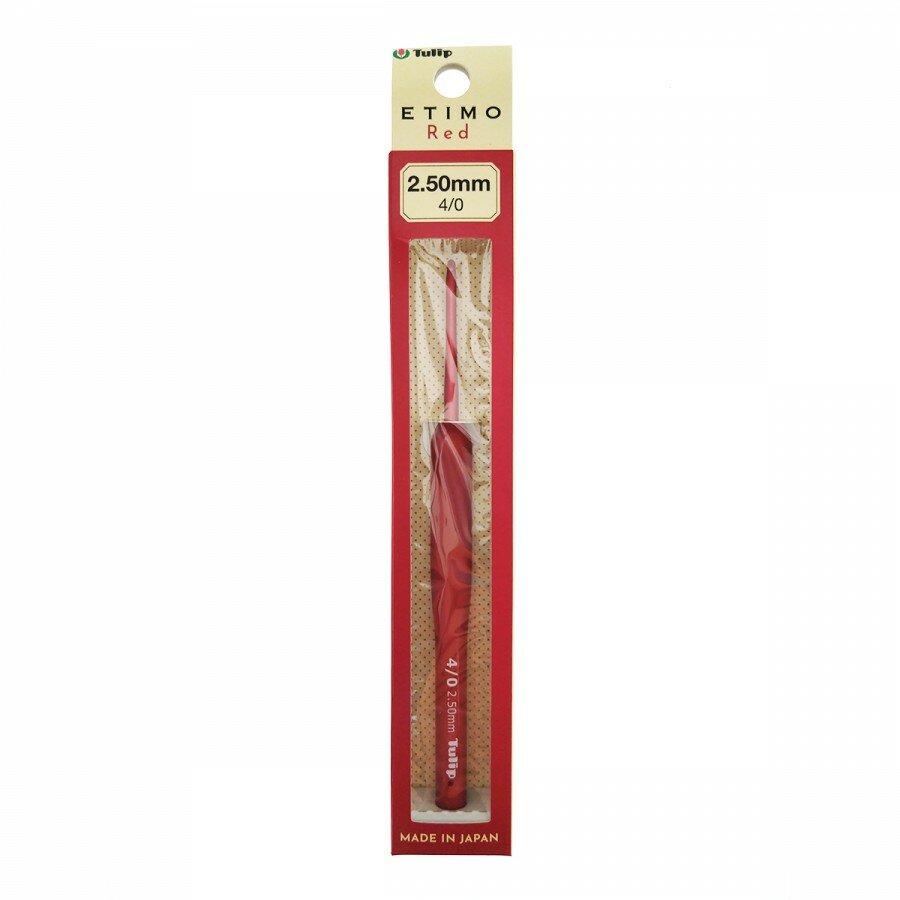 Крючок для вязания с ручкой ETIMO Red 2,5мм, алюминий/пластик, красный, Tulip, TED-040e