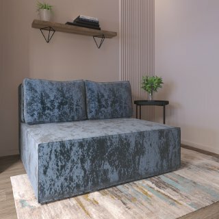 Кресло-кровать КМК, велюр, ЛДСП, пенополиуретан, раскладное, серо-голубой