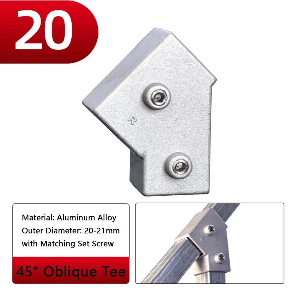 45° Обlique Tee, алюминиевый соединитель 20-21 мм, Цвет: 22