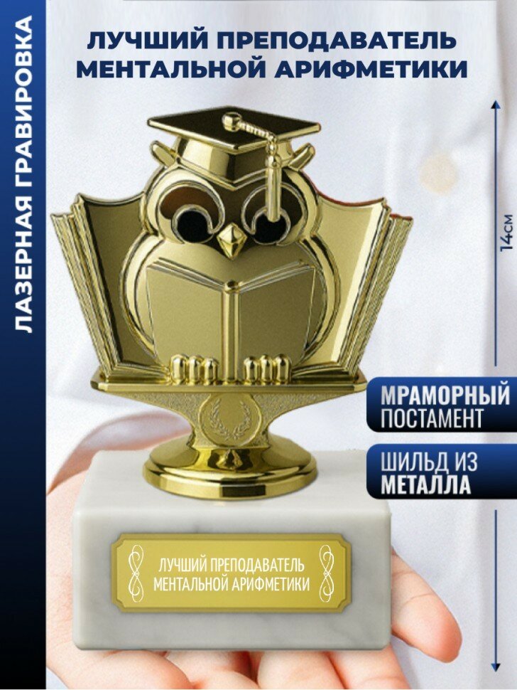 Статуэтка Учёная сова "Лучший преподаватель ментальной арифметики "