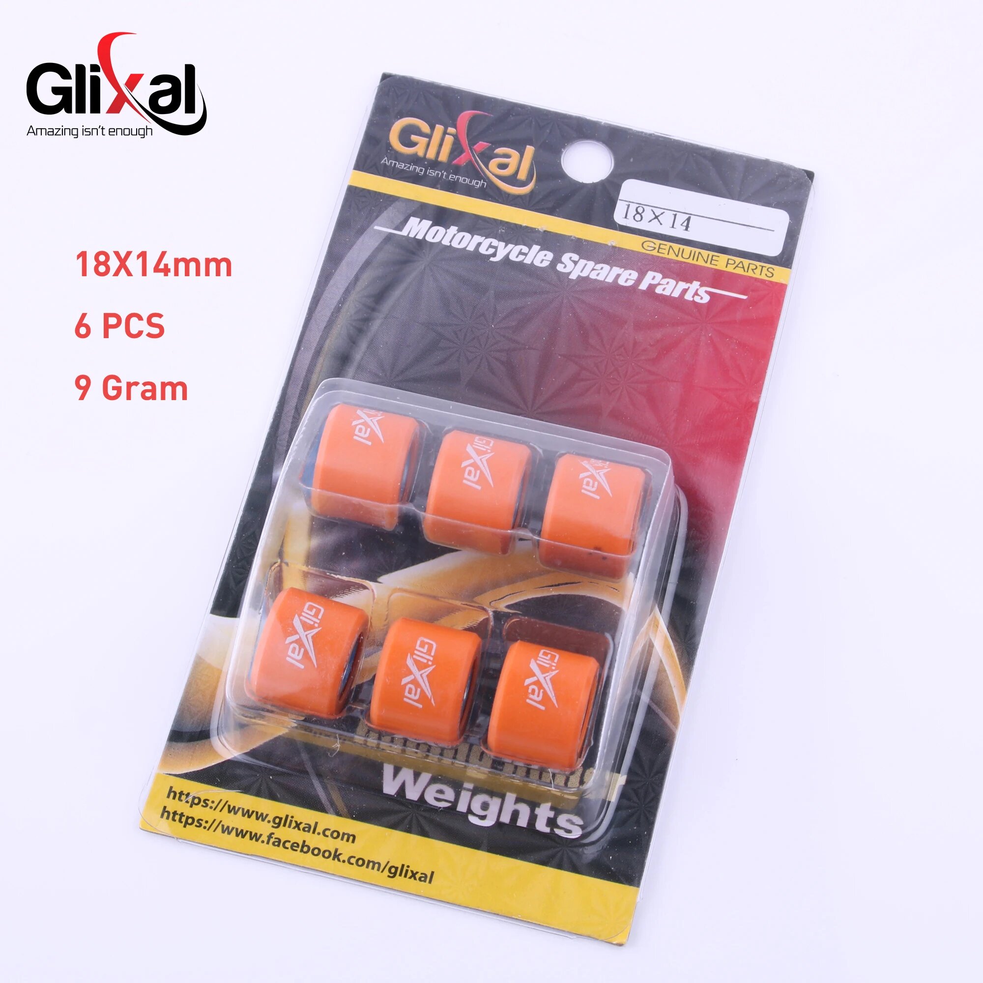 Ролики вариатора Glixal 18x14 мм, 9 г, 6 шт