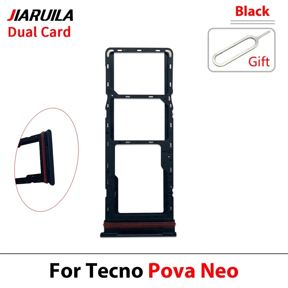 Новинка для infinix Tecno POP 5 6 BE7 7 Pova 2 3 4 5 Neo лоток для SIM-карты чип слот Pova Neo Black