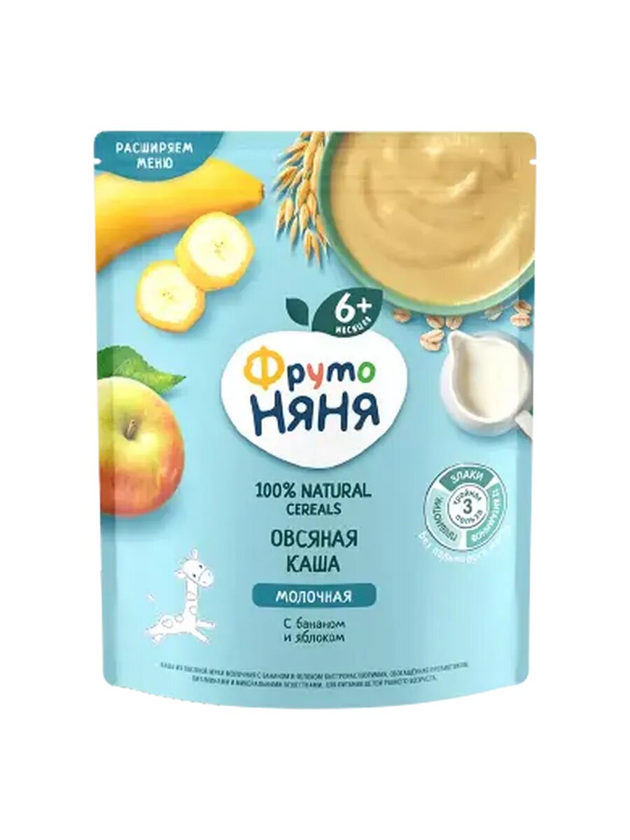 ФрутоНяня Каша молочная Овсянка/яблоко/банан 200г
