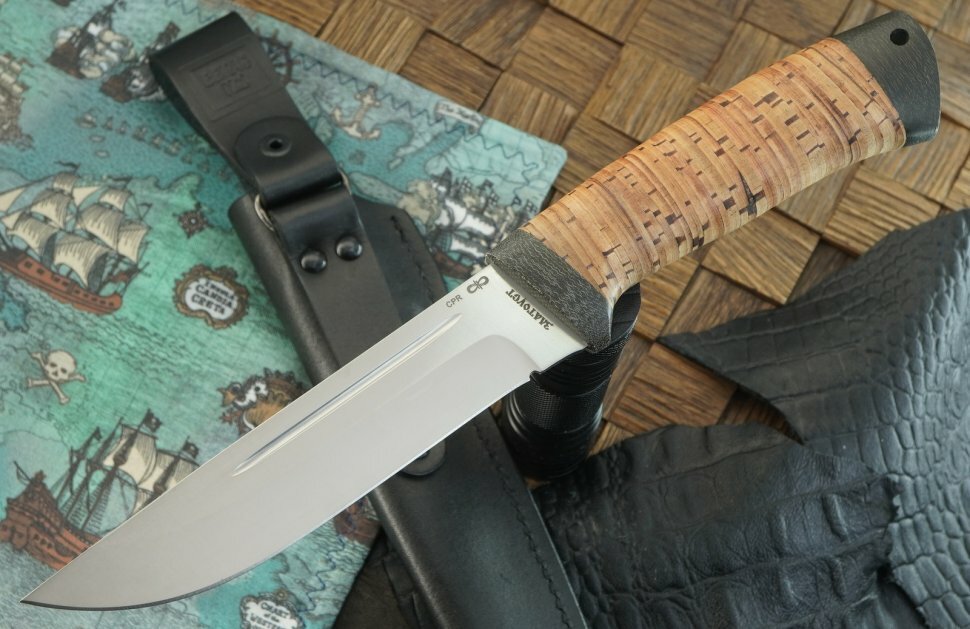 Нож с фиксированным клинком АиР Бекас, сталь CPR, рукоять береста