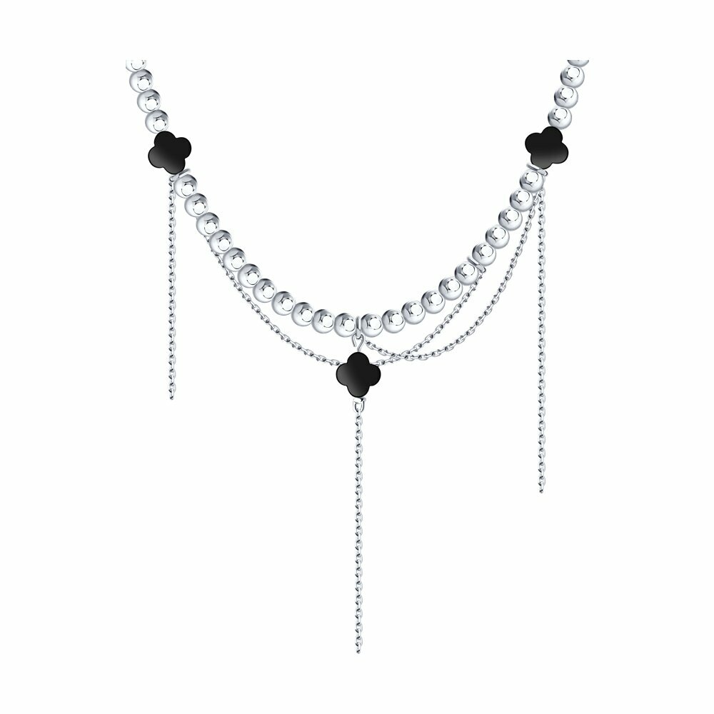 Колье Diamant, серебро, 925 проба, родирование, гематит