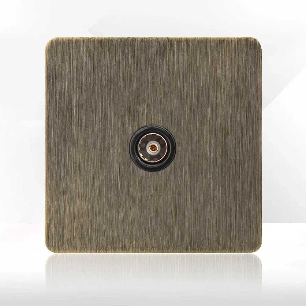 Металлический настенный выключатель и розетка Depo Guye, бронзовый TV