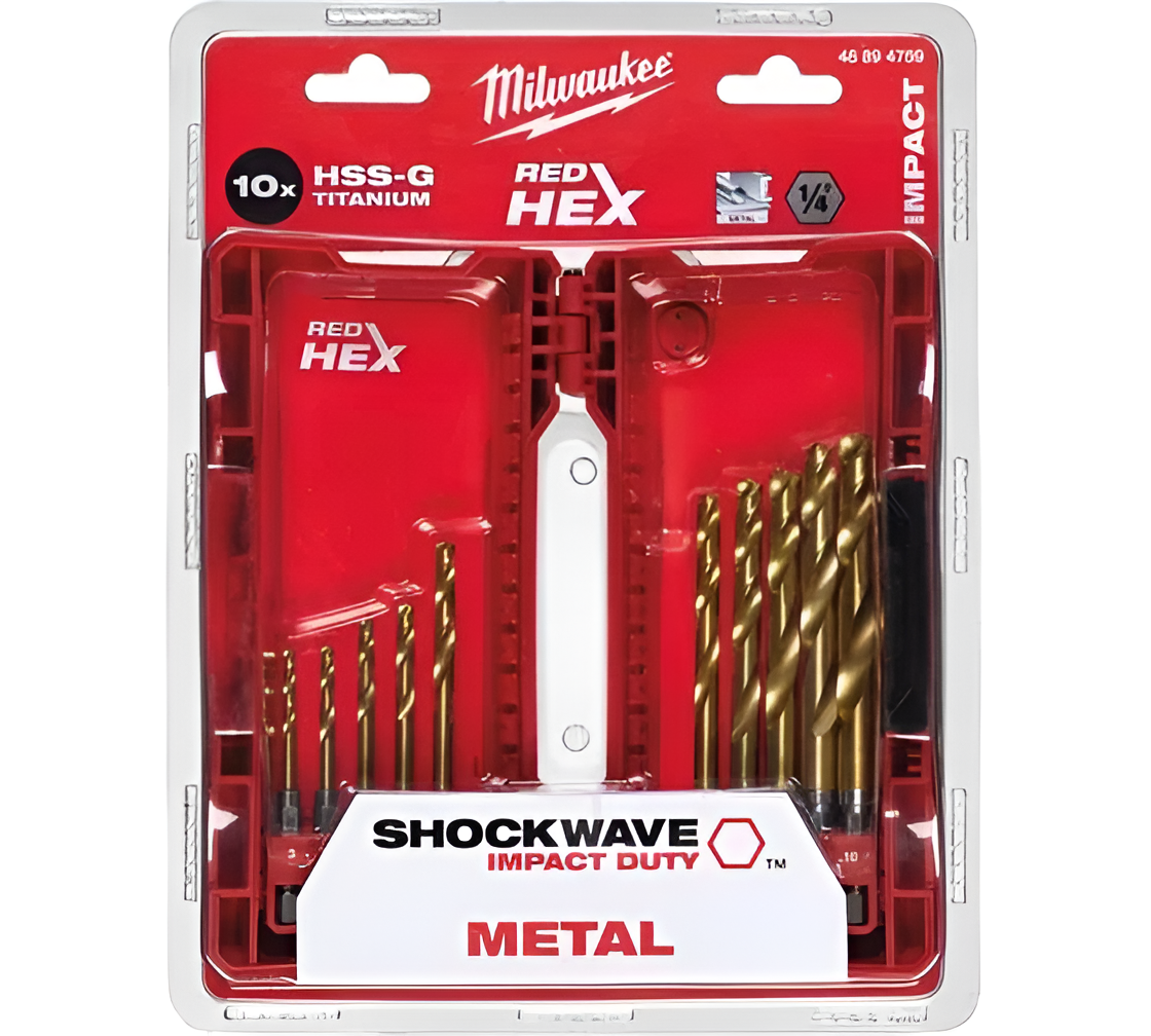 Набор сверл по металлу RedHEX HSS-G TiN 10 шт. Milwaukee 48894759