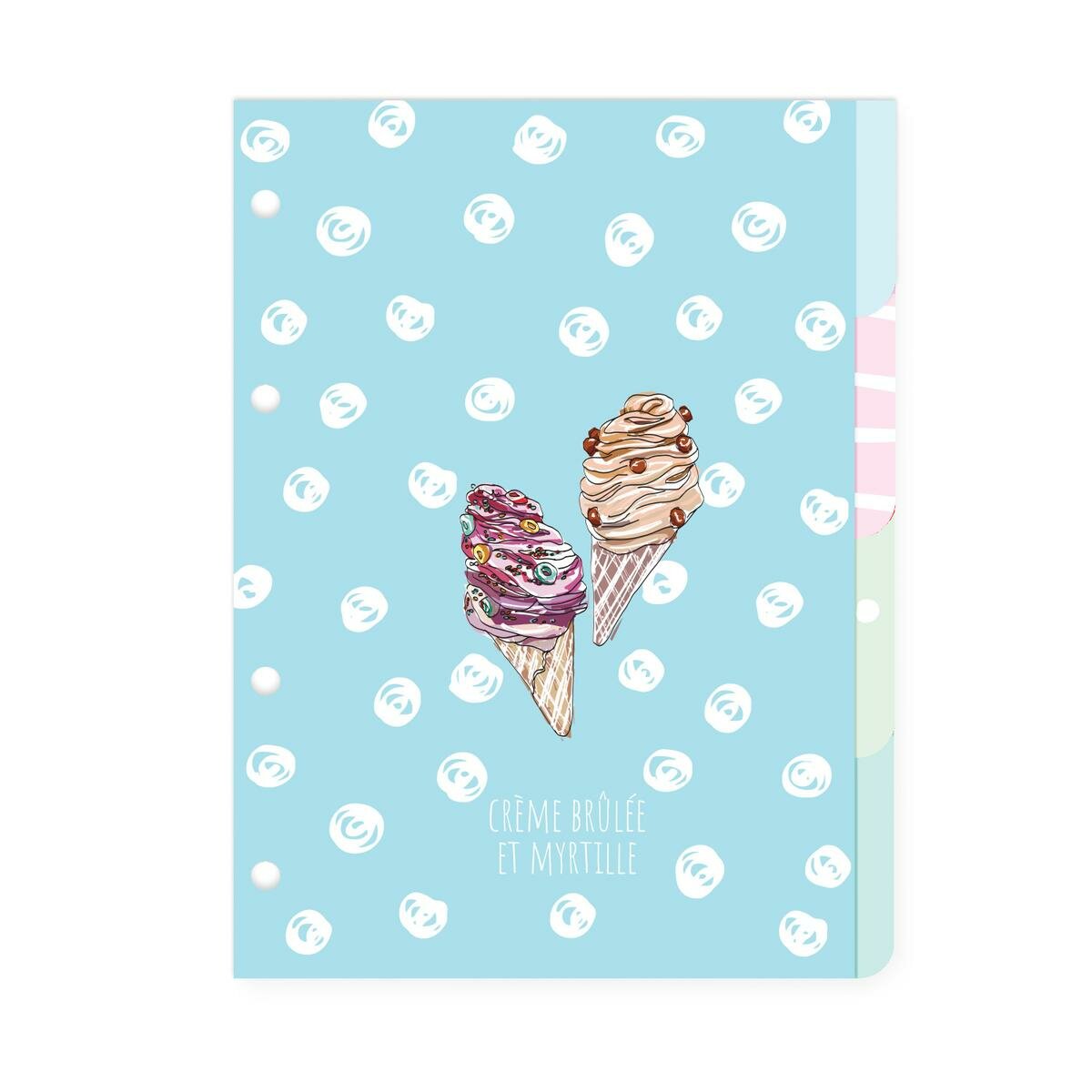 Разделители для тетрадей на кольцах «Мороженое» А5, набор 4 листа, картон 280 г/м² с защитой от влаги