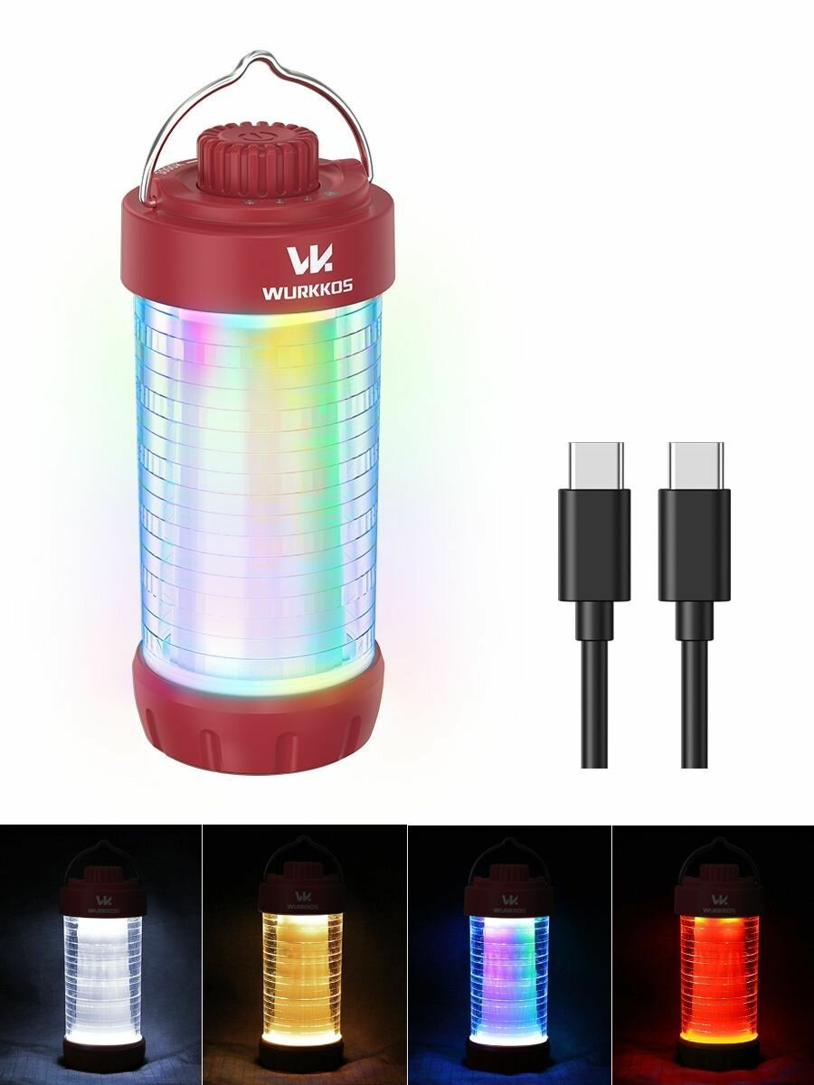 Wurkkos CL01 550 люмен, теплый белый 3000K, холодный белый 6000K, красный RGB портативный кемпинговый фонарь