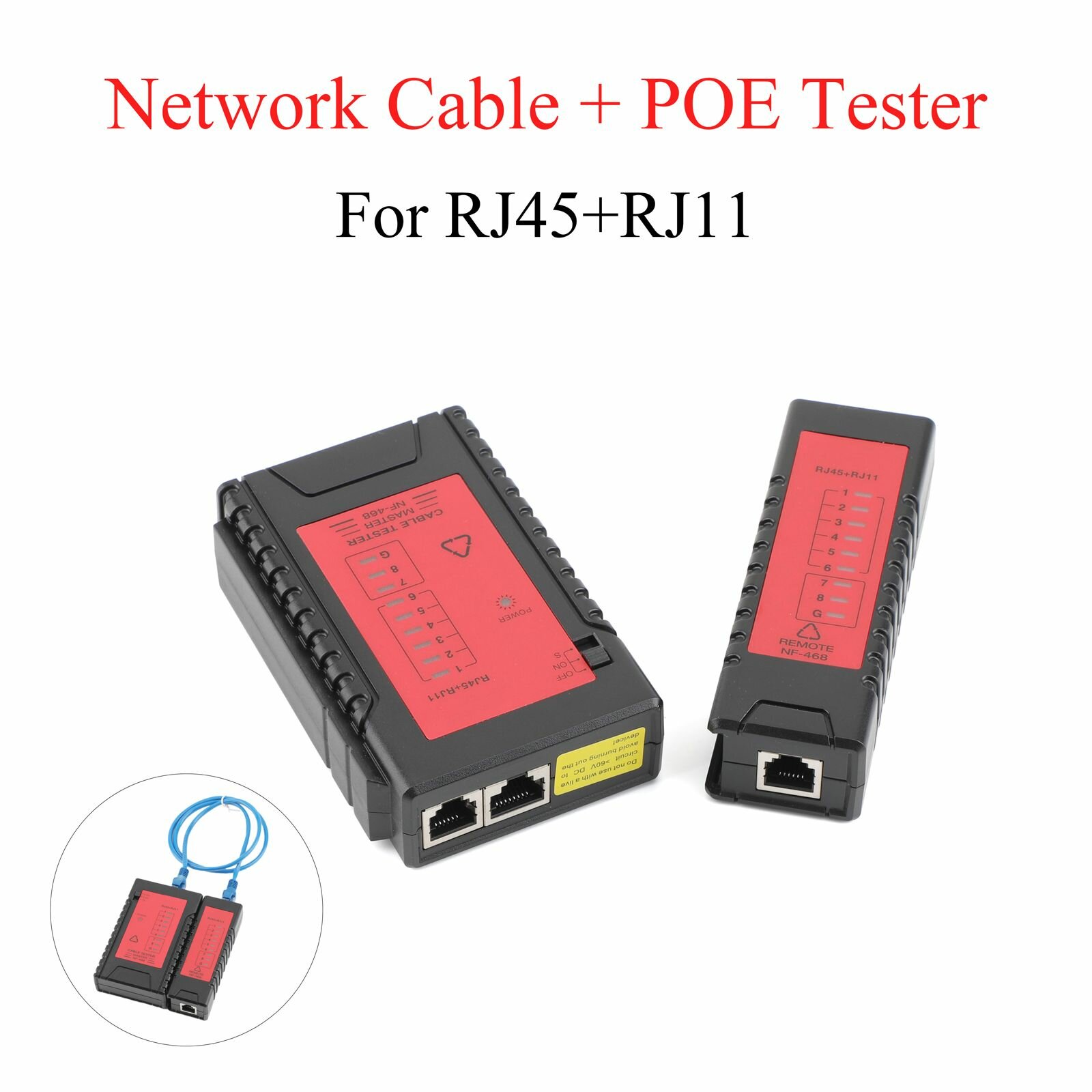 Тестер интернет-телефонии NF-468, совместимый с сетевыми линиями RJ45 и телефонными линиями RJ11 с защитой POE