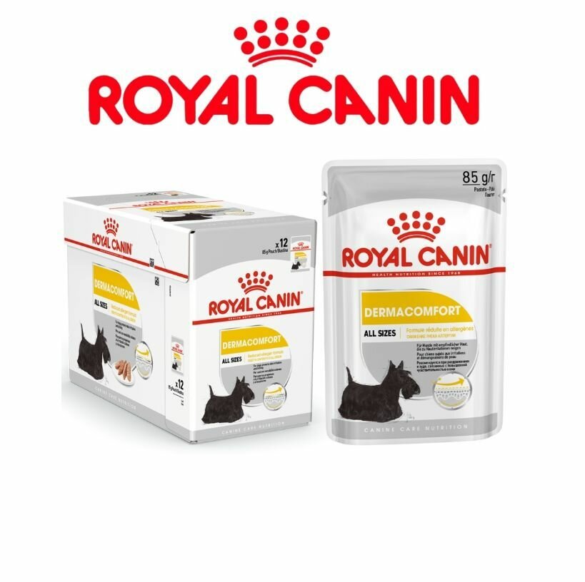 Влажный корм для собак Royal Canin Dermacomfort для здоровья кожи и шерсти 12 шт. х 85 г.