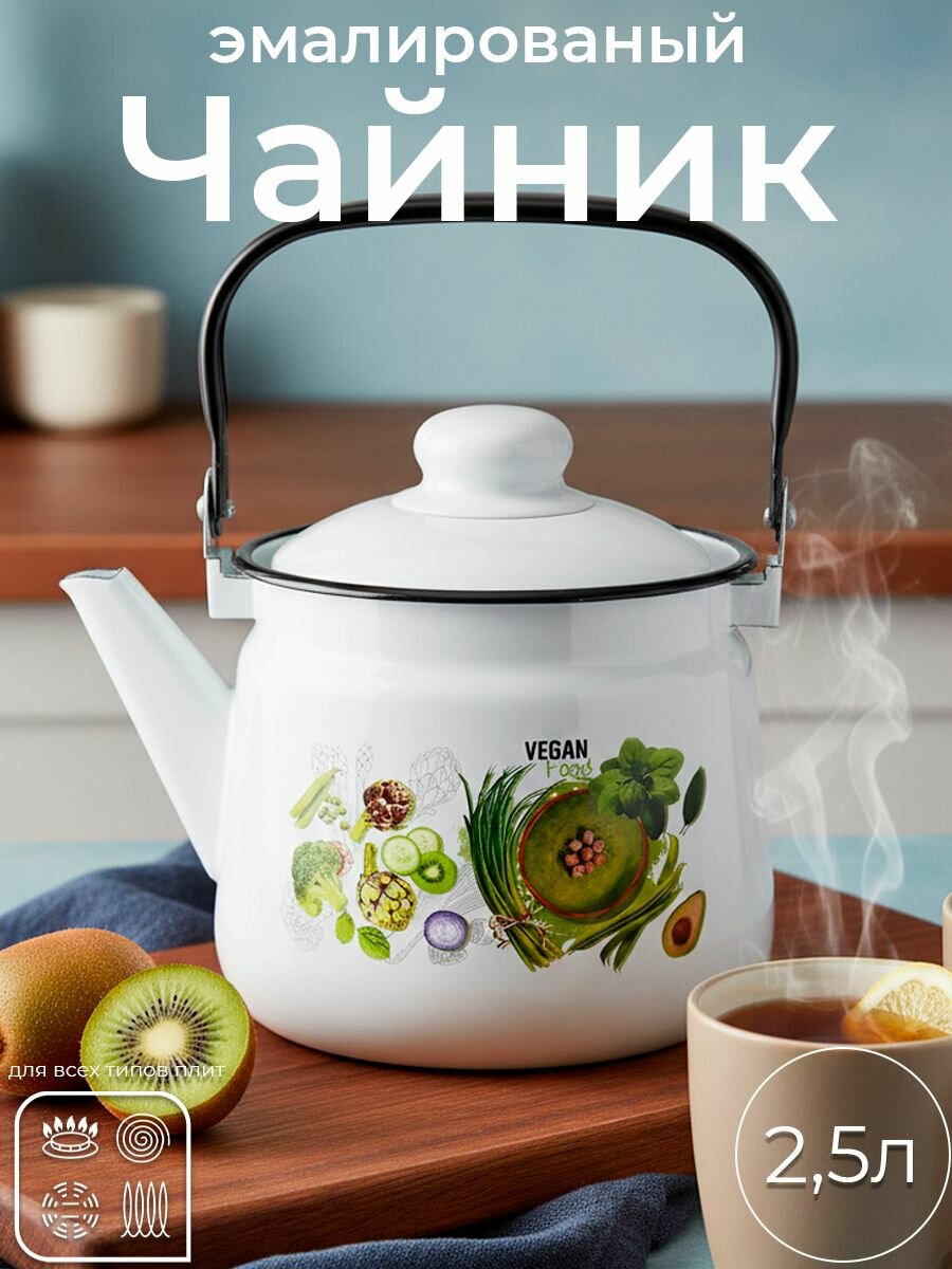 Чайник эмалированный 2,5л Веган
