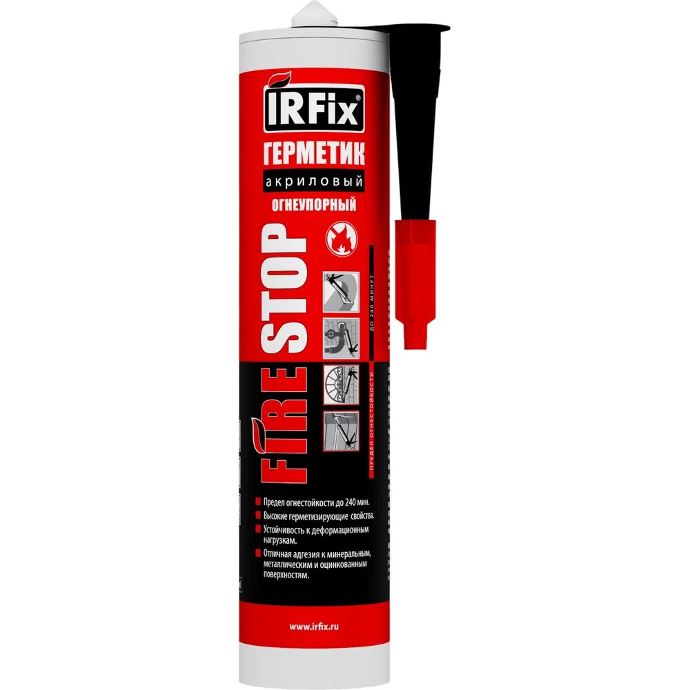 Герметик акриловый огнеупорный IRFIX FIRESTOP 310мл 20093, водостойкий, подходит для дерева и металла
