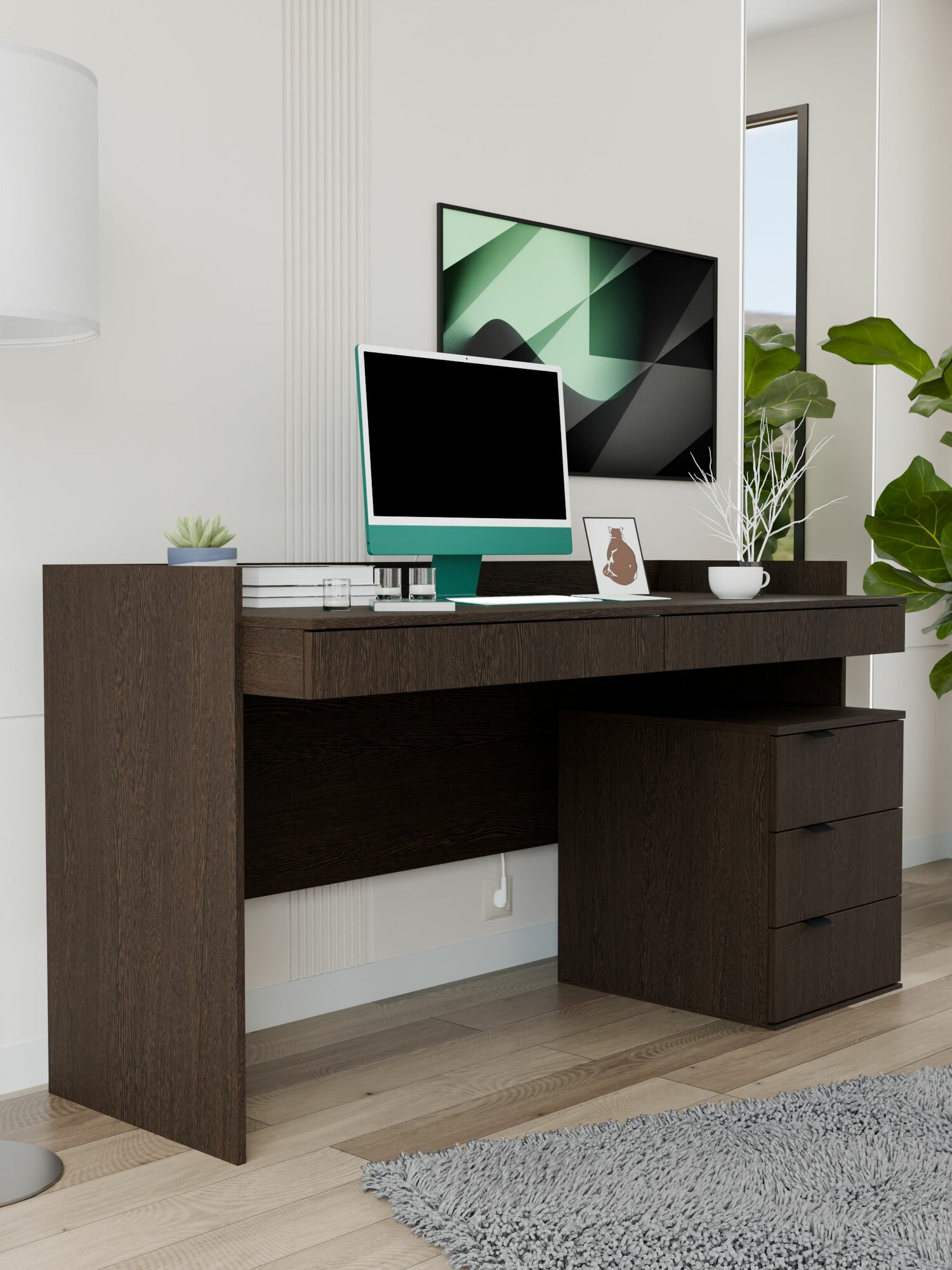 Изумлит Стол компьютерный для офиса и дома Бастион 160х87х64.5 см, венге