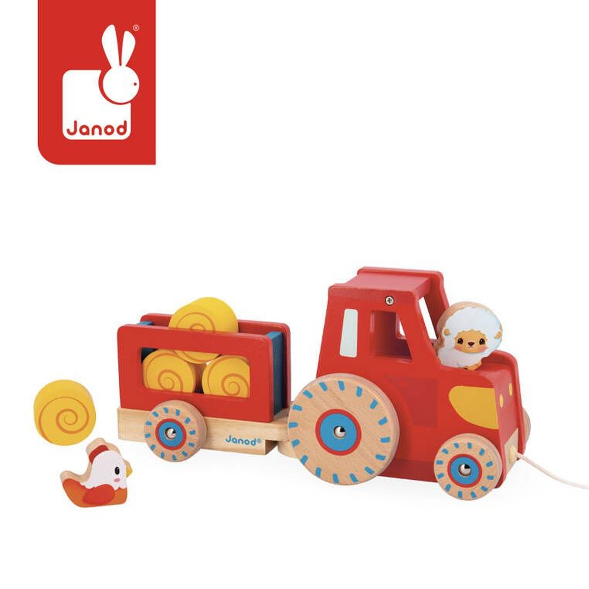 Развивающая игрушка Janod - Деревянный трактор, 26,5 x 9,5 x 12,4 см - Янод J03317