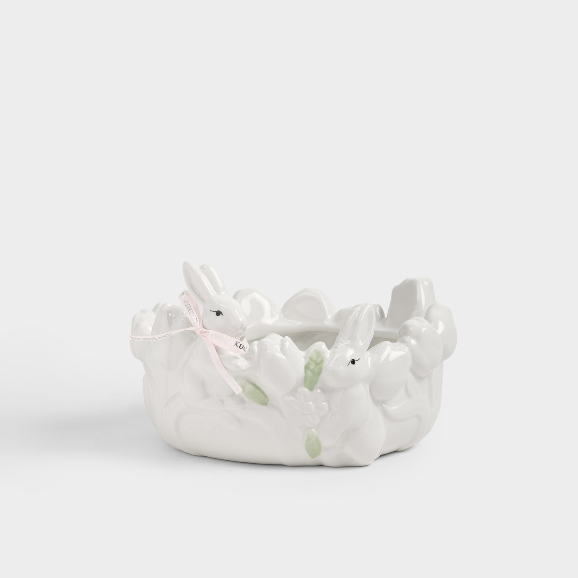 Конфетница, 19х11 см, 810 мл, керамика D, молочная, Кролики в цветах, Rabbit bloome, Kuchenland