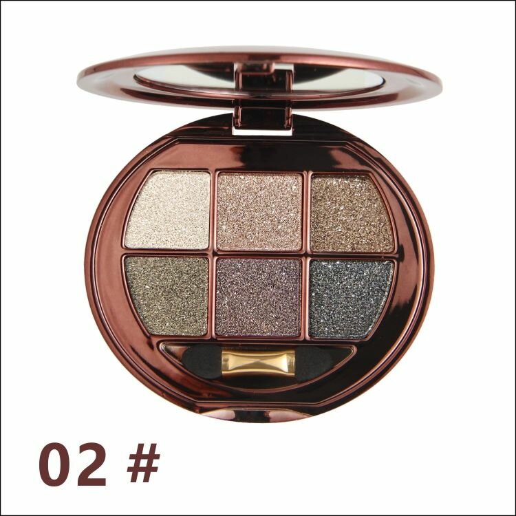 Блестящие тени для век Wei Ni Xiao Xiong, 6 оттенков , тон 02