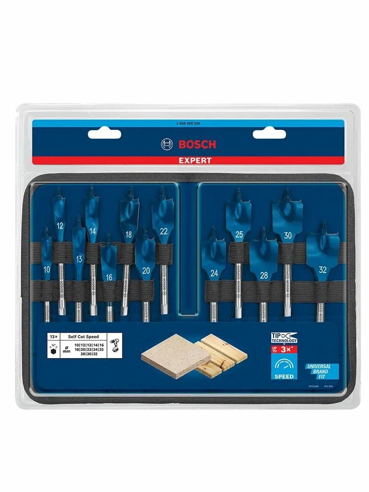 Набор перьевых сверл по дереву Bosch Expert Self Cut Speed 2608900336, 13 шт, 1032 мм