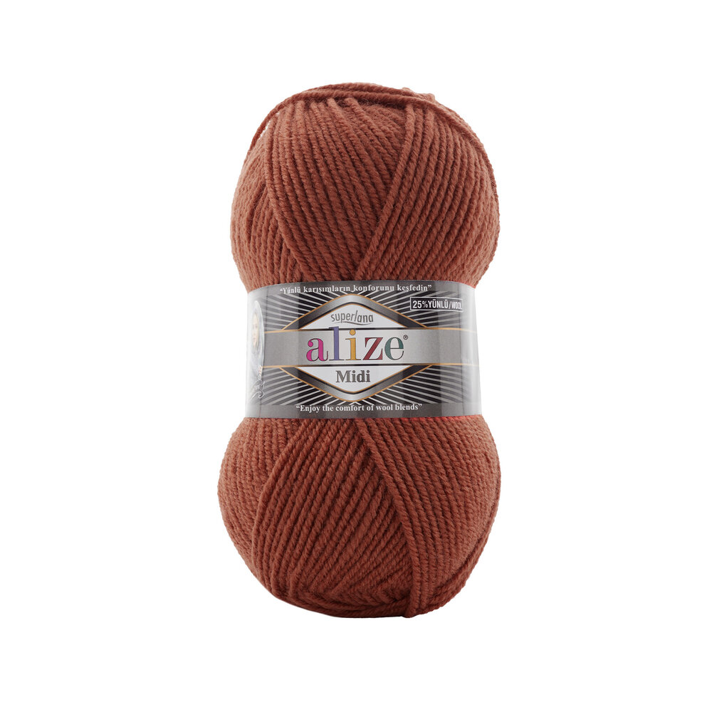 Пряжа для вязания Alize Superlana midi 597 терракот 100 гр/170 м 25% шерсть, 75% акрил