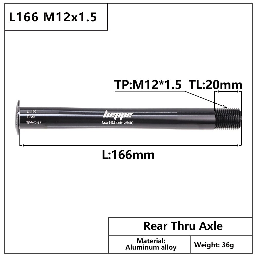 HEPPE Сквозная ось для велосипеда L166 M12x1.5 TL20