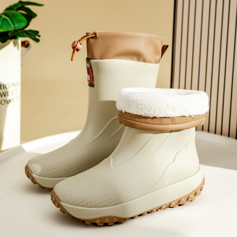 Резиновые сапоги средней или низкой высоты для активного отдыха, зимние мужские, взрослые, для родителей и детей, парные рабочие водонепроницаемые сапоги, женские и детские теплые резиновые сапоги. Размер обуви. EU:38