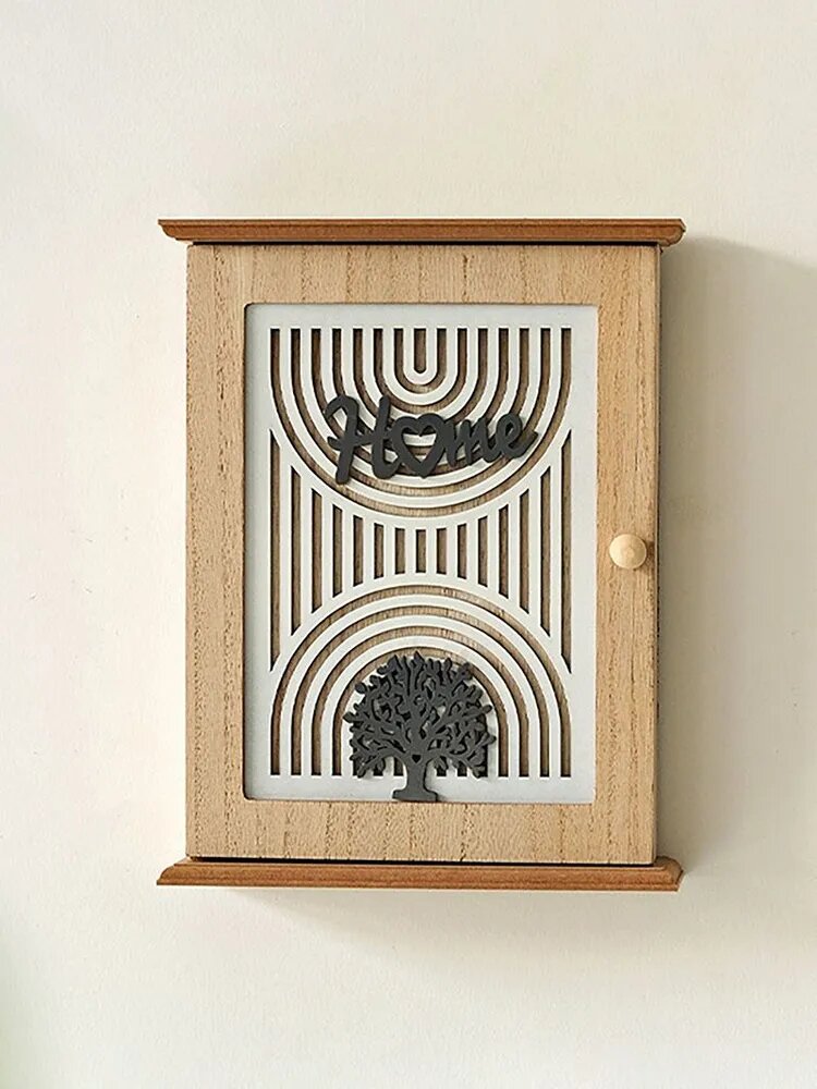 Ключница настенная деревянная для прихожей и гостиной, винтажный дизайн, цвет слоновая кость