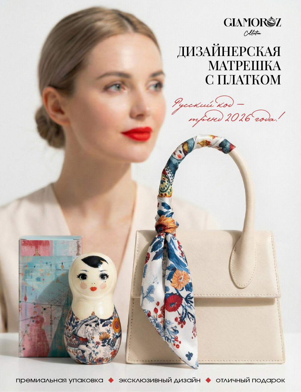 Платок Русский стиль матрешки для девочек и женщин