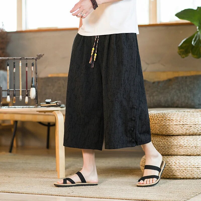 Мужские кимоно шорты YI NA SHENG WU L, Черный, Black