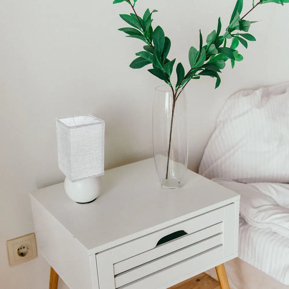 Светло-серый квадратный абажур из льняной ткани для настольных и прикроватных ламп