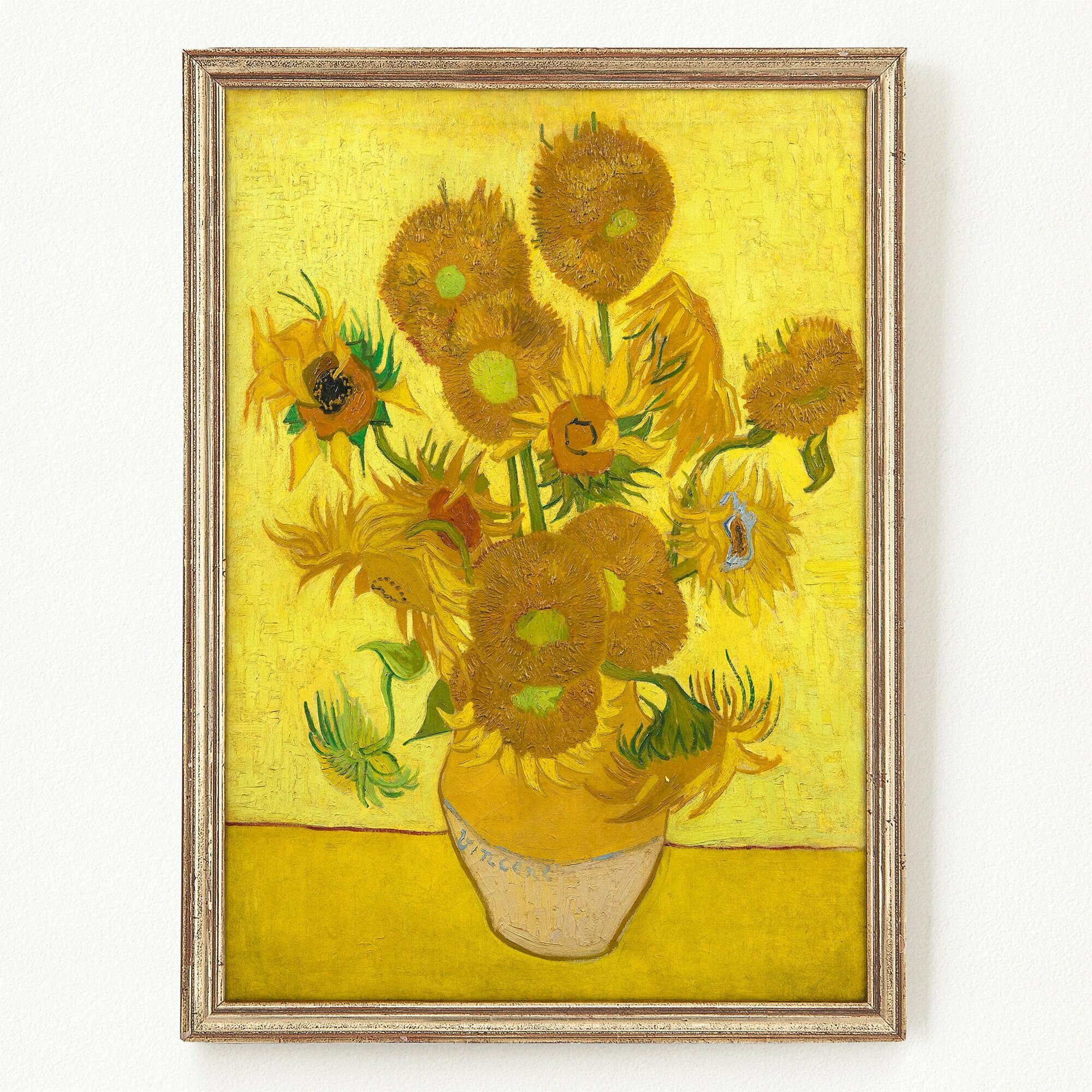 Постер "Ваза с пятнадцатью подсолнухами - Винсент ван Гог", 21х30 см (без рамки)