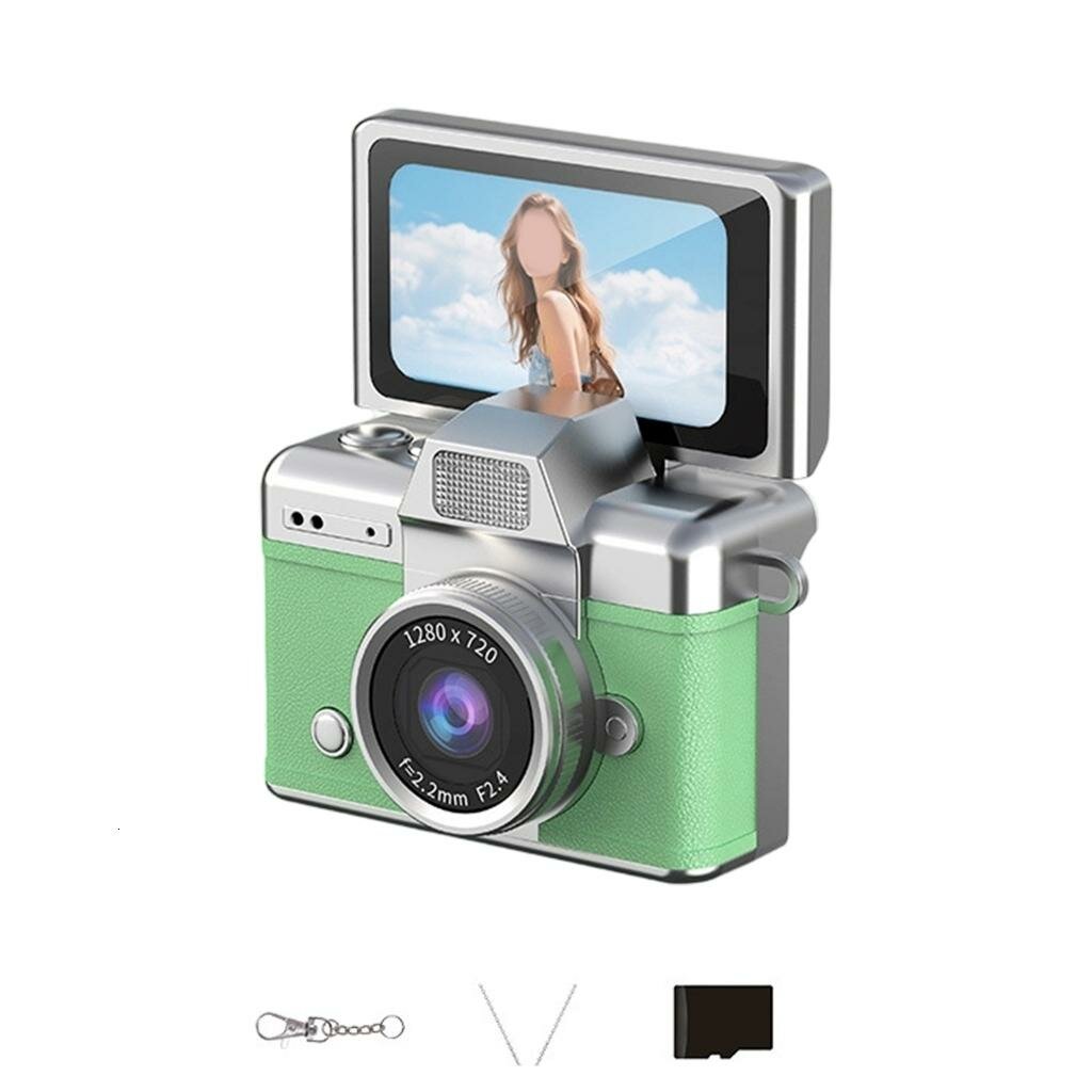 Цифровой фотоаппарат с поворотным экраном и длительным временем работы от батарей, Зеленый