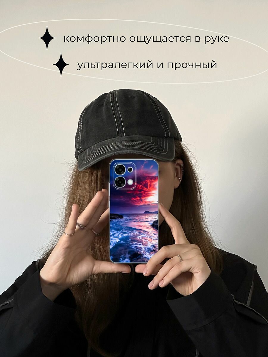 Силиконовый чехол на Oppo A6 Pro / Оппо A6 Про с принтом Волны 1 — фото 1