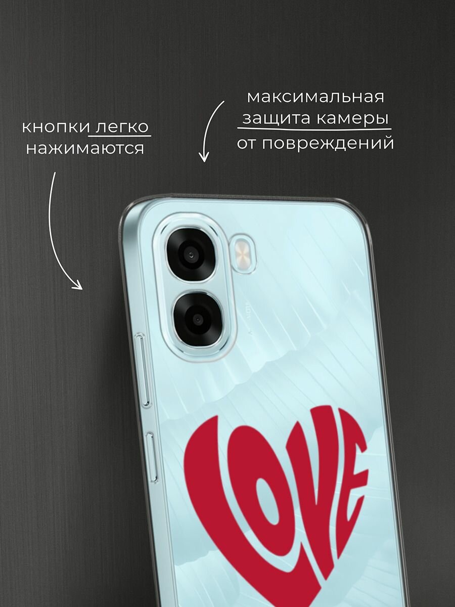 Чехол на Oppo A6x / Оппо A6x с принтом Love heart 2, прозрачный — фото 1